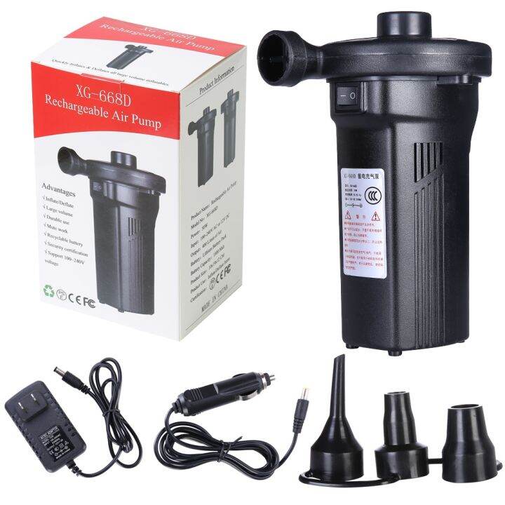 Electric Air Pump Inflator 12V Air Compressor 220V Battery Rechargeable ...