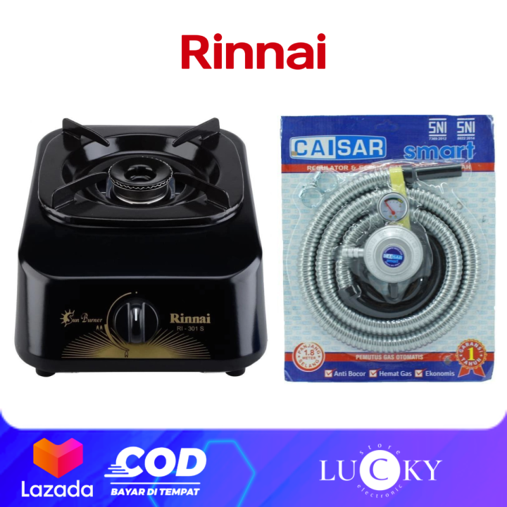 Rinnai RI-301S Kompor Gas 1 Tungku + Selang Paket Regulator Caisar ...