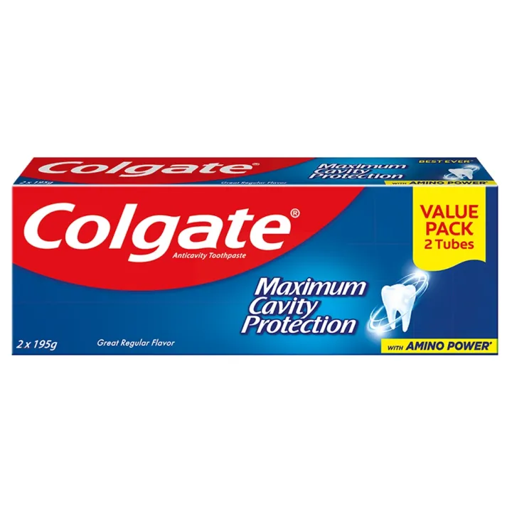 Colgate Twin Pack 195g Maximum Cavity Protection Regular Flavor Anti ...