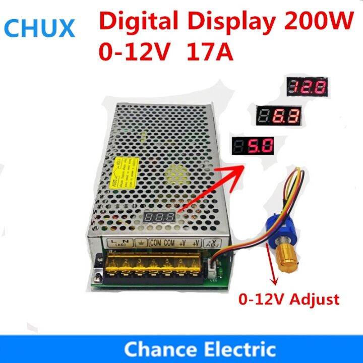 Digital Display Adjustable Switching Power Supply 12V 17A 200W DC ...