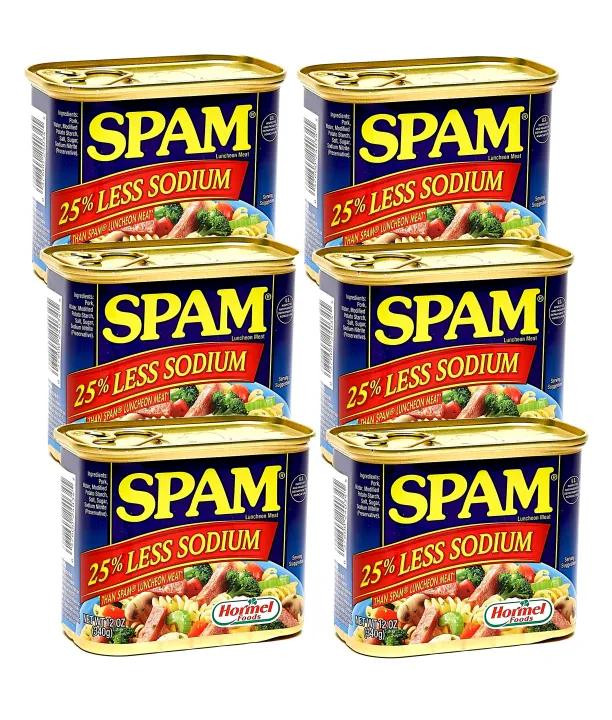 SPAM 25% Less Sodium 6 cans (340g per can) | Lazada PH