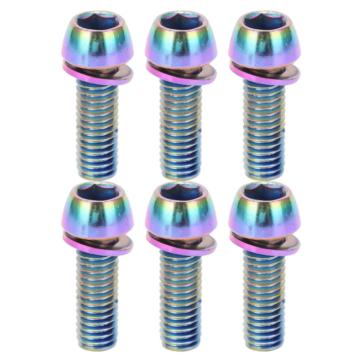KRSCT 6ชิ้นจักรยานก้านสกรูกับเครื่องซักผ้าสแตนเลสน็อตสกรูสำหรับจักรยาน ...