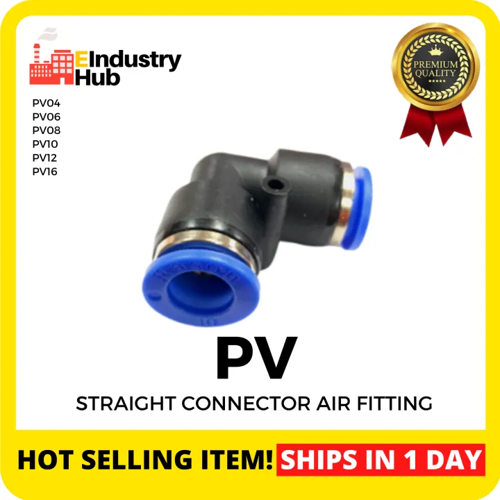 PV Pneumatic Elbow Connector Air Fitting L Shape Connector Push In Push Lock Fitting Elbow Quick ...