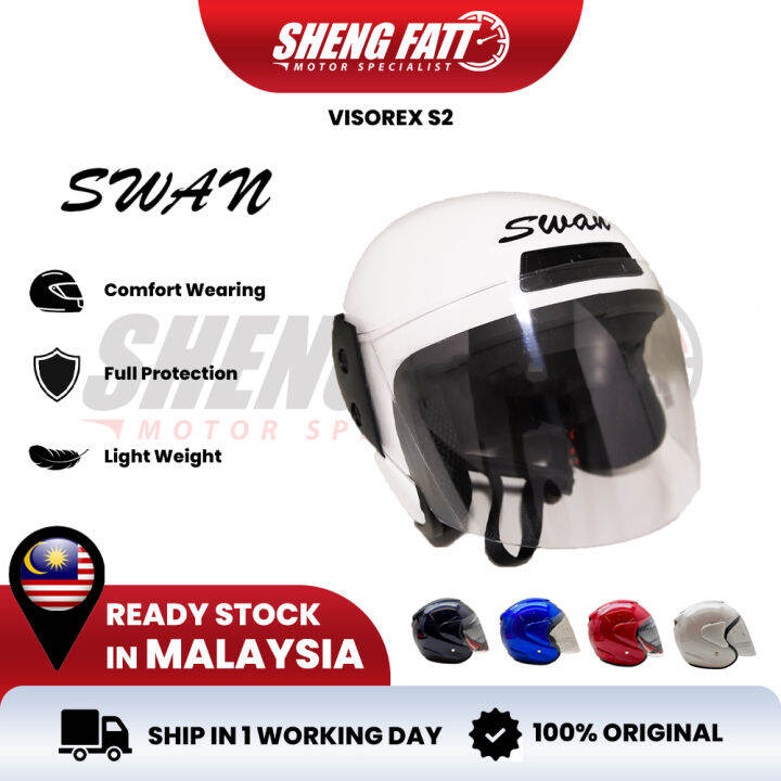 SWAN Helmet Motor With Visor Topi Keledar Keselamatan Khi Helmet Topi ...