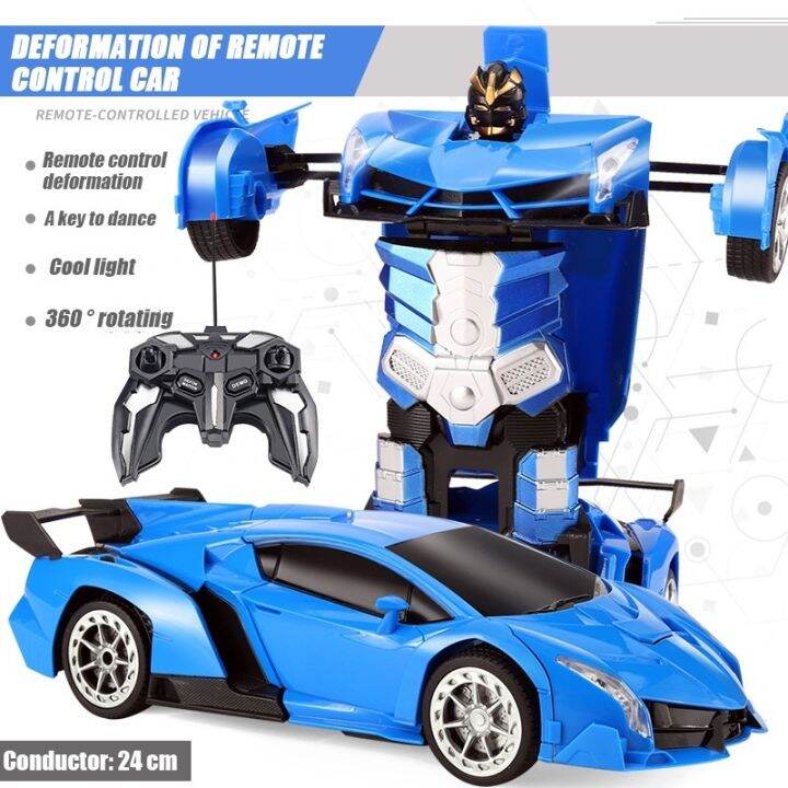 Robot model 1:18 remote control transforming car with LED light ...