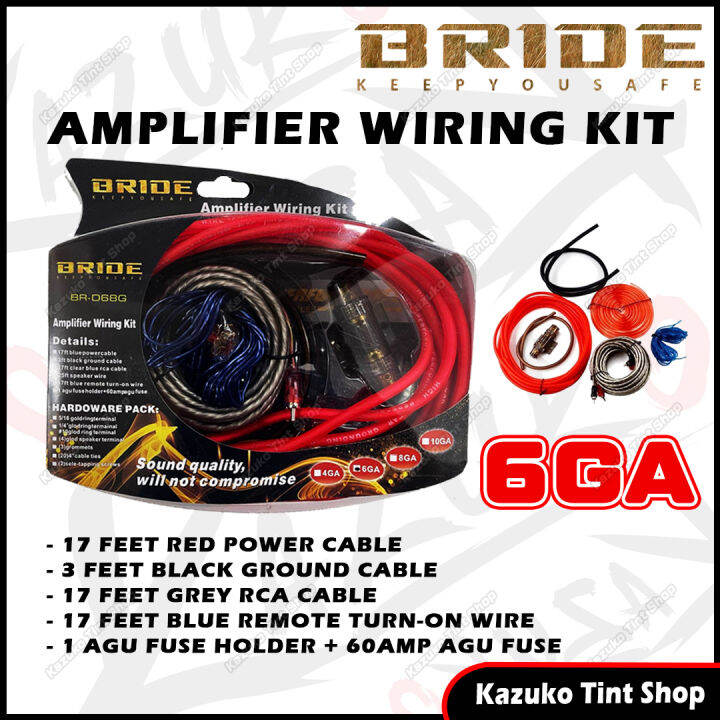 🔌 Bride 6GA Amplifier Wiring Kit Car Audio Subwoofer Amplifier Power ...