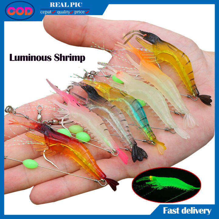 [COD]Soft Shrimp Bait Luminous Artificial Worm Fishing Lure Fishing ...