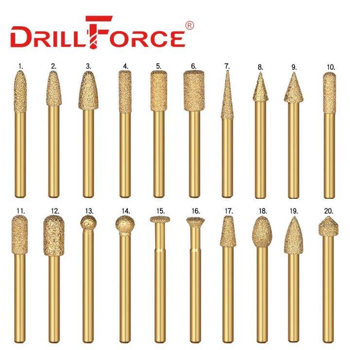Drillforce Vacuum Brazed Diamond Burr Head Grinding Rotary File Stone ...