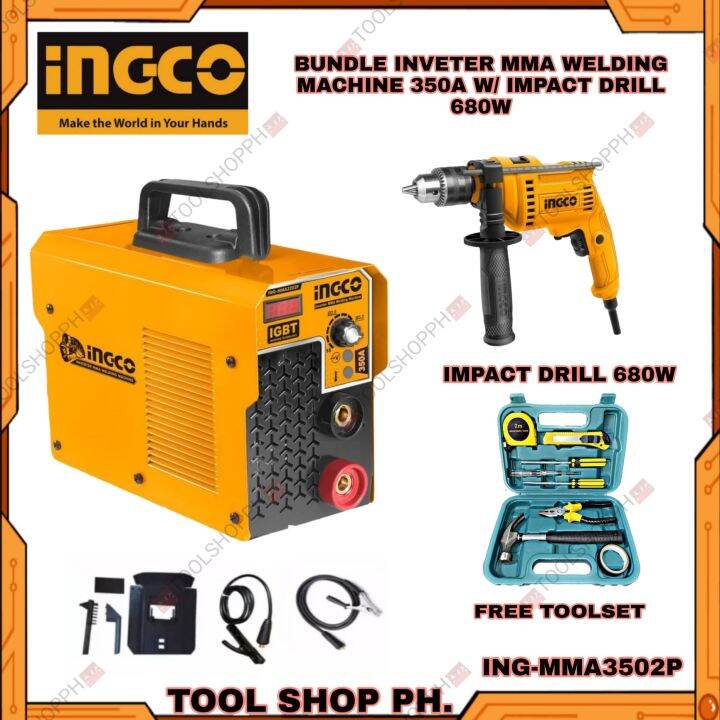 INGCO 350Amp Inverter Welding Machine ING-MMA3502P Free INGCO Impact ...