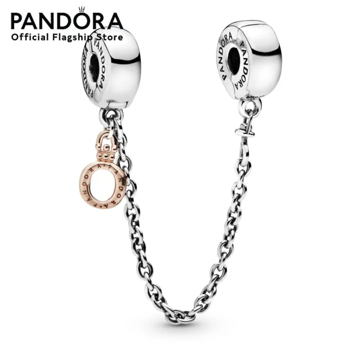 Crown O sterling silver and Pandora Rose safety chain with silicone ...