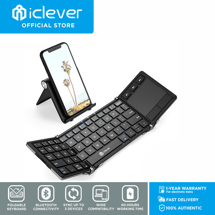 iClever BK08 Folding Keyboard with Sensitive Touchpad (Sync Up to 3 ...