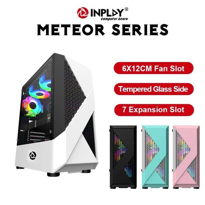 INPLAY Mid-Tower ATX PC Case Computer with 6 Fan Slot Meteor 06 ...