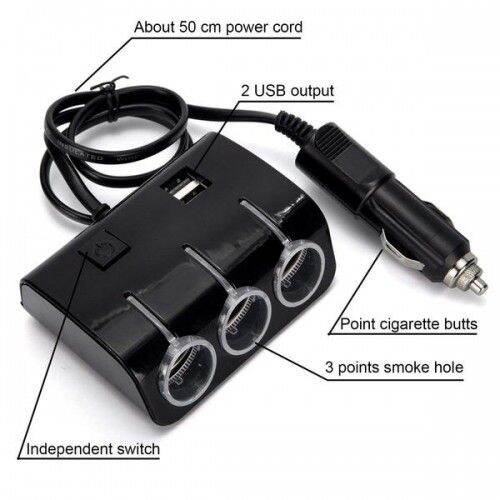 Colokan Mobil 3 Lubang Dan USB Lighter Hitam Colokan LIGHTER Mobil 3 ...