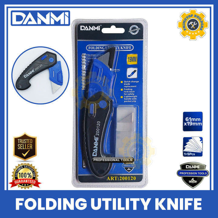 DANMI Folding Utility Knife 61mm x 19mm (with free 5 Blades) Folding ...