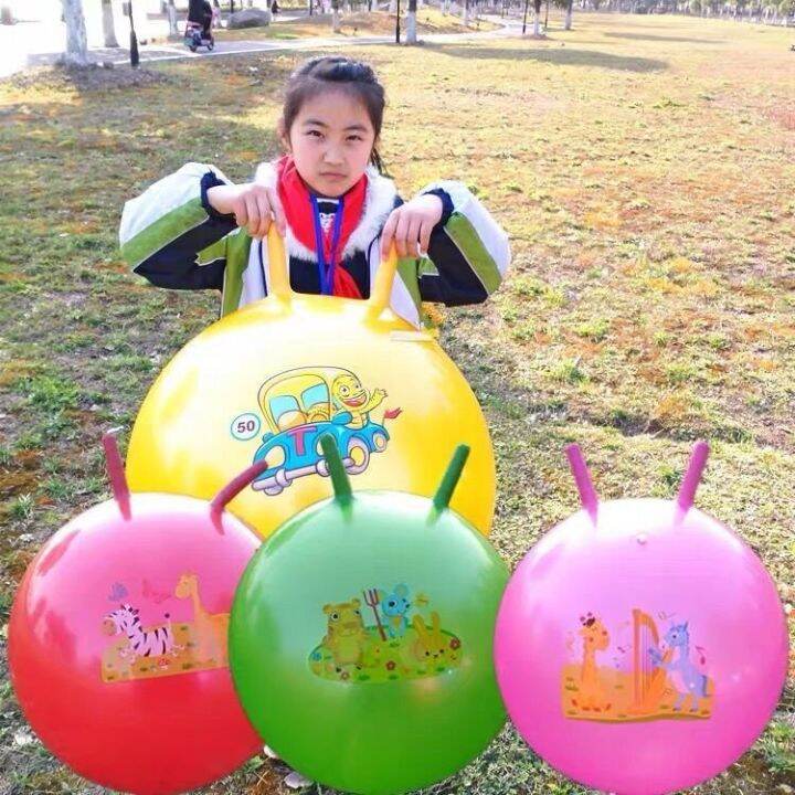 Color Inflatable Bouncing Ball Kids Jumping Hop Ball with Handle for ...