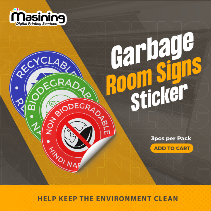 Garbage Room Sign Sticker - Waterproof 8in x 8in | Lazada PH