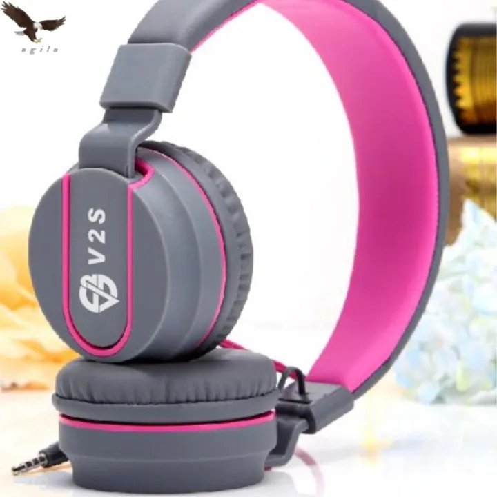 V2S Foldable Over-Ear Headphone Stereo Adjustable Headset With Mic(Pink ...