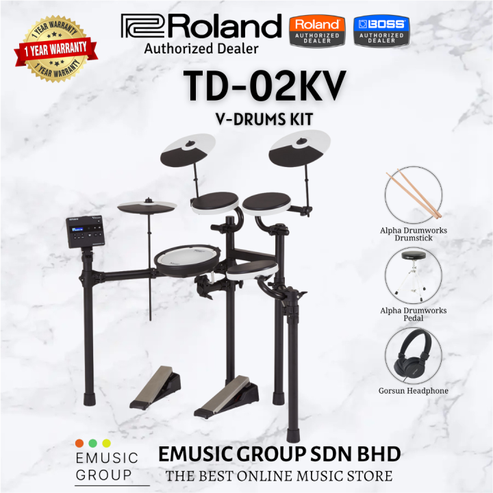 Roland TD-02KV V-Drums Electronic Drum Kit Digital Drum (TD02KV / TD02 KV) | Lazada