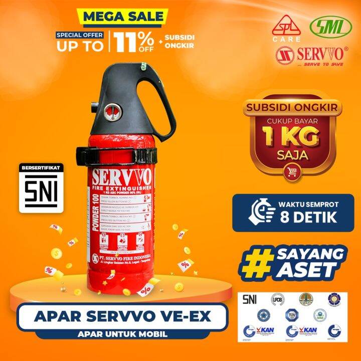 APAR SERVVO VE-EX 1 KG UNTUK MOBIL RACUN API 90% SNI, 1KG ABC POWDER 90% (UL), APAR SNI - SERVVO ...