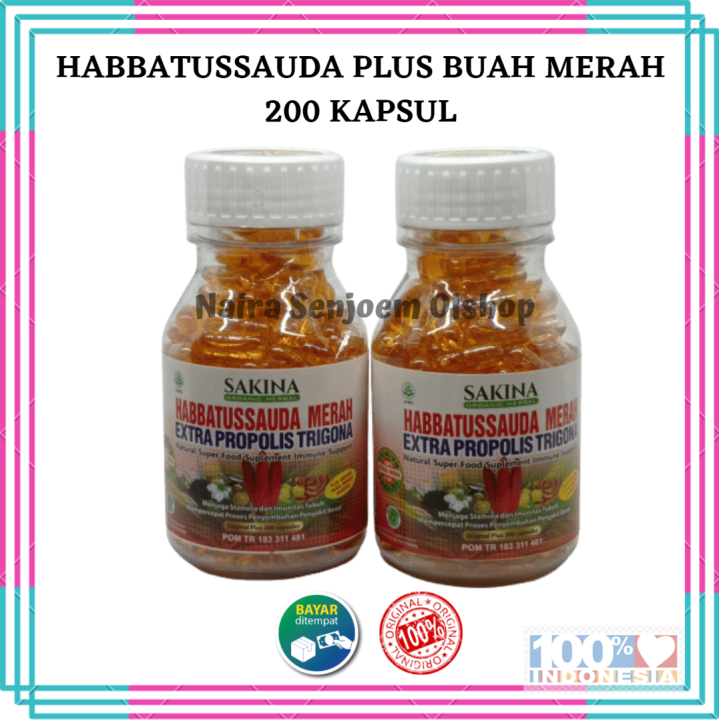 HABBATUSSAUDA BUAH MERAH PLUS EXTRA PROPOLIS TRIGONA 200 KAPSUL ...