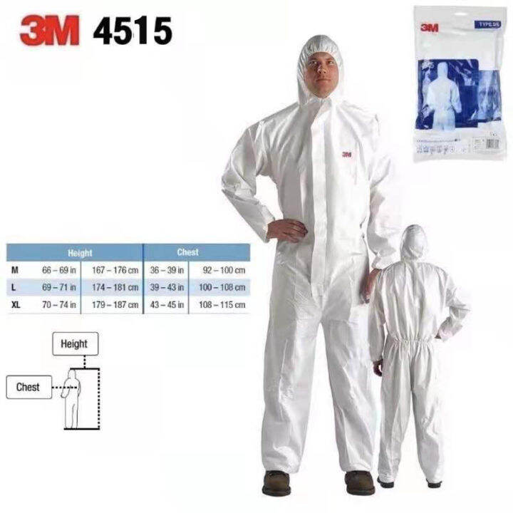3M 4515 ชุด PPE ป้องกันเชื้อโรคและละอองเคมี60 กรัม | Lazada.co.th