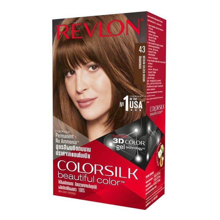 Revlon Colorsilk Hair Color(43 Medium Golden Brown) เรฟลอน คัลเลอร์ ...