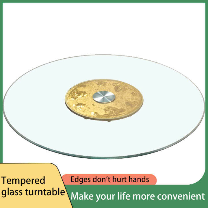 Family dining table turntable tempered glass table top base with swivel ...