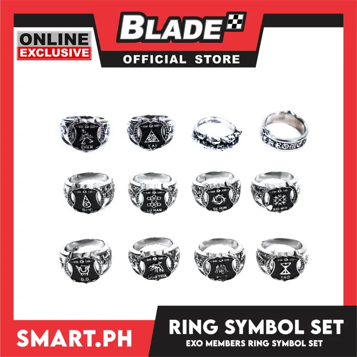 Exo Planet Members Ring Symbol Collection Set of 12pcs (Assorted Set ...