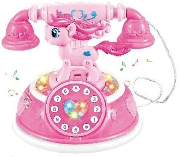 Pinkie Pony Telephone Toy Light Sound Battery Operated Vintage Rotary ...