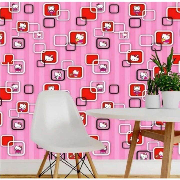 Wallpaper Hello kitty square pattern Y6 self adhesive waterproof ...