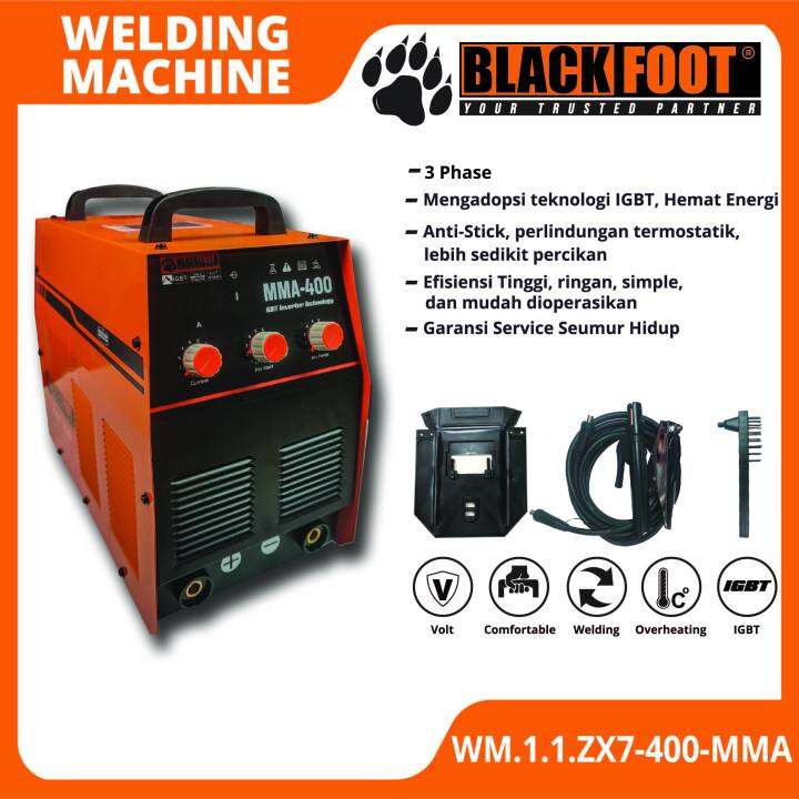 BLACKFOOT MESIN TRAFO LAS IGBT MMA 400 A 3 PHASE WELDING MACHINE ZX7-400 | Lazada Indonesia