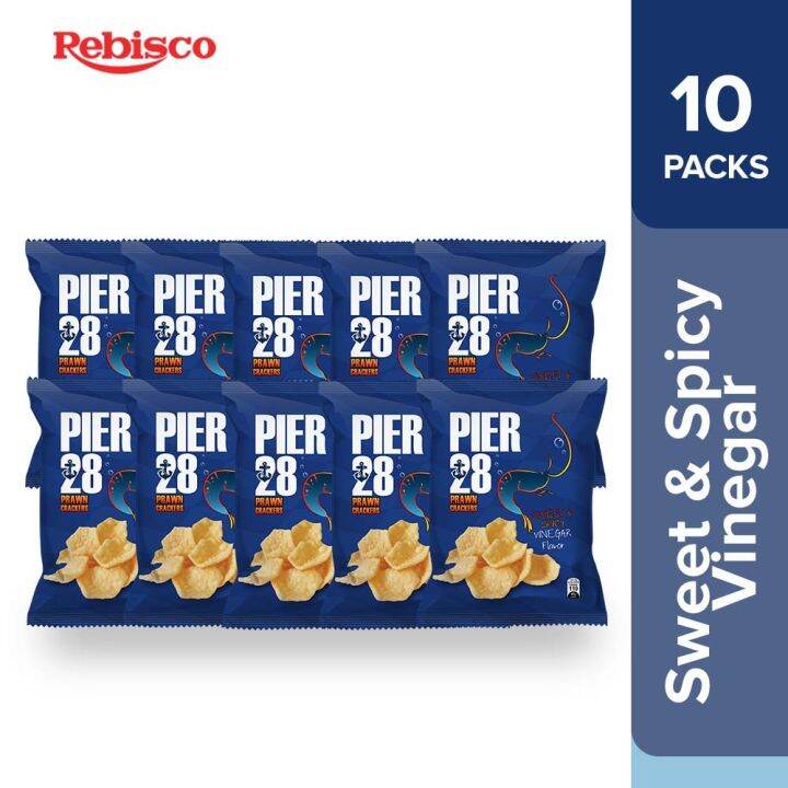 Pier 28 Prawn Crackers Sweet & Spicy Vinegar 22g x 10Pcs | Lazada PH