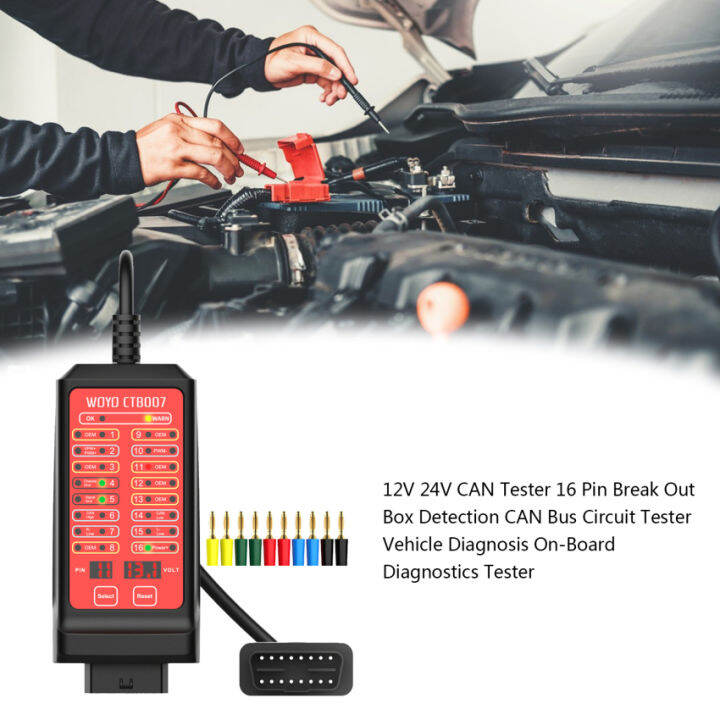 12V 24V CAN Tester 16 Pin Break Out Box Detection CAN Bus Circuit ...