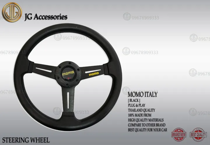MOMO ITALY UNIVERSAL STEERING WHEEL BLACK | Lazada PH