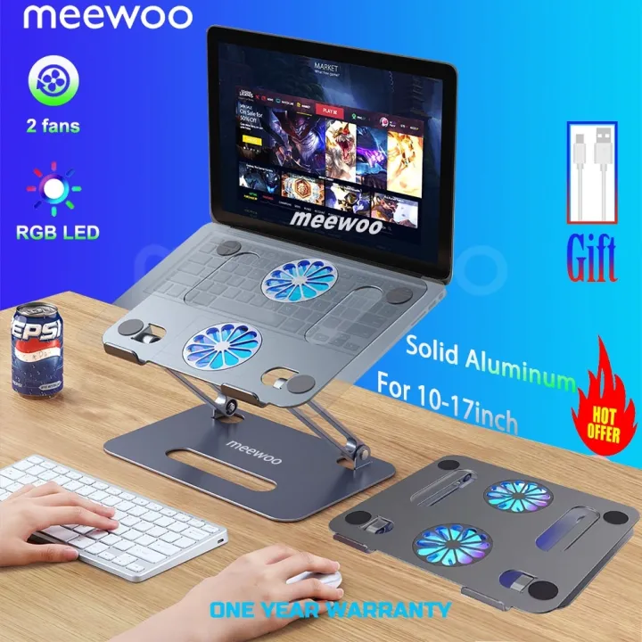 Durable Meewoo Laptop Stand With 2 Fan Adjustable Aluminum Cooling Pad ...