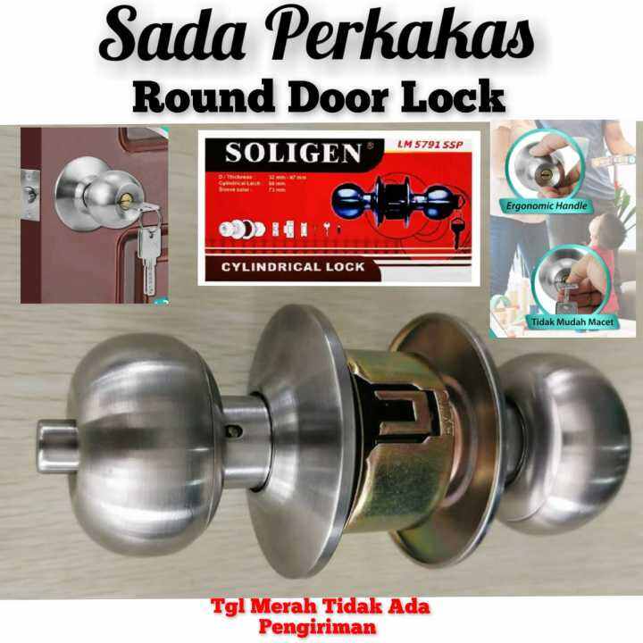 Kunci Bulat Kamar Mandi Stainless Soligen Round Door Lock Handle Gagang ...