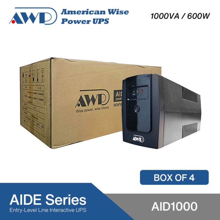 (BOX OF 4) AWP AID1000 Aide 600W-1000VA UPS with AVR Uninterruptible ...