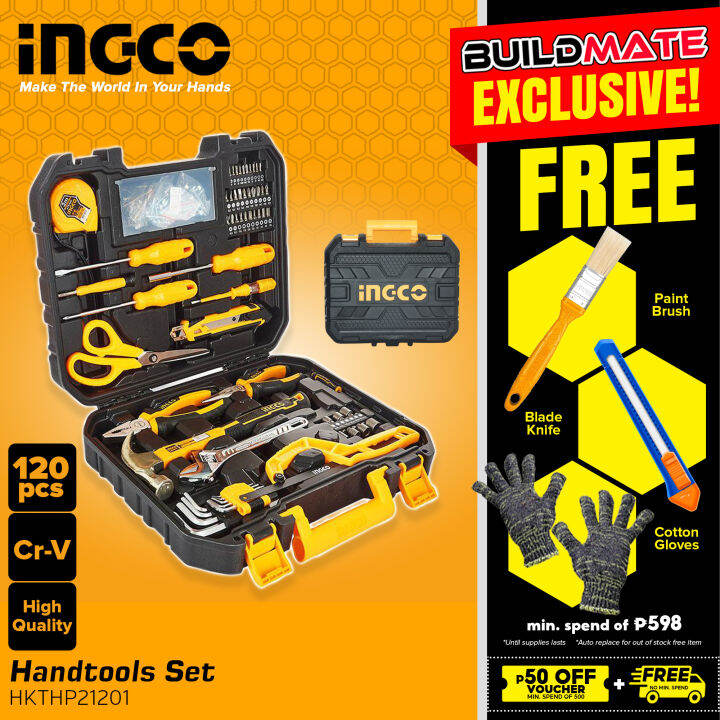 INGCO 120 PCS Handtools Hand Tools Set HKTHP21201 •BUILDMATE• H-TSS | Lazada PH