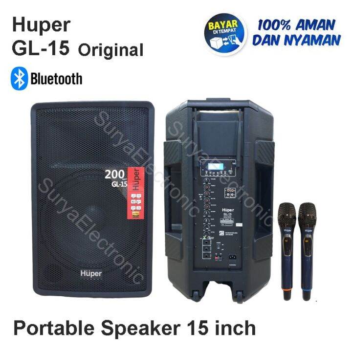Speaker Huper Portable TYPE GL-15 & 2 Microphone Wireless Handheld ...
