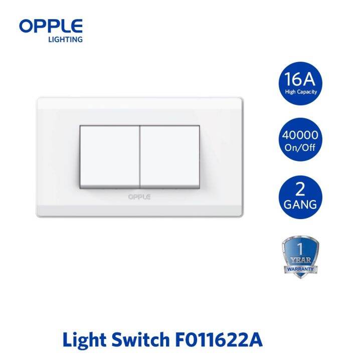 Hot OPPLE 2 Gang 2 Way Wall Switch White and Dark Grey F011622A | Lazada PH