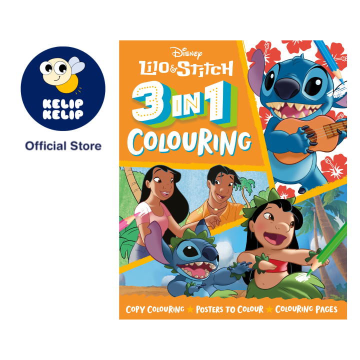 Disney Lilo & Stitch 3 in 1 Colouring Book With Copy Guide & Posters ...