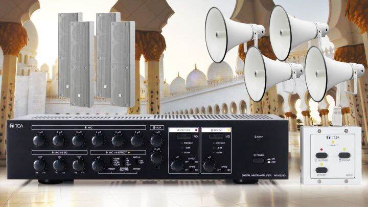 Small Mosque Sound System - TOA MX-6224D Digital Mixer Amplifier with Remote and 6 Column ...