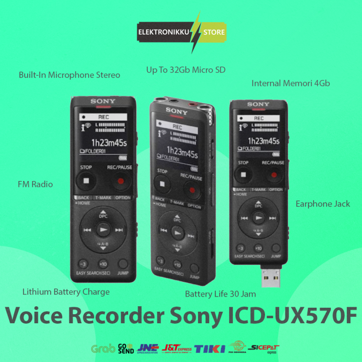 Alat Perekam Rekam Rekaman Suara Sony ICD-UX570F Digital Voice Recorder ...