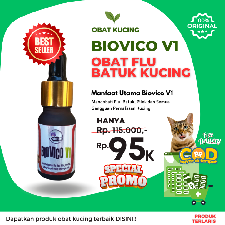 Biovico V1 Obat flu batuk pilek demam kucing | Lazada Indonesia