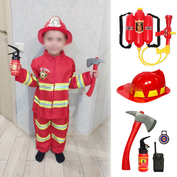 Children Halloween Fire Fighter Cosplay Costume Carnival Party ...