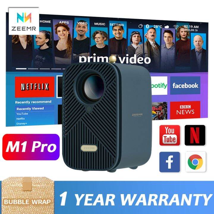 ZEEMR M1 Pro Smart Mini Projector 1080P 4K Decode HD Android 9.0 WIFI ...