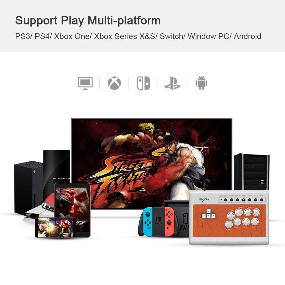 Arcade Fight Stick PXN X8 Joystick Wired Game Controller Fighting Stick for PC/Android/PS3/PS4 ...