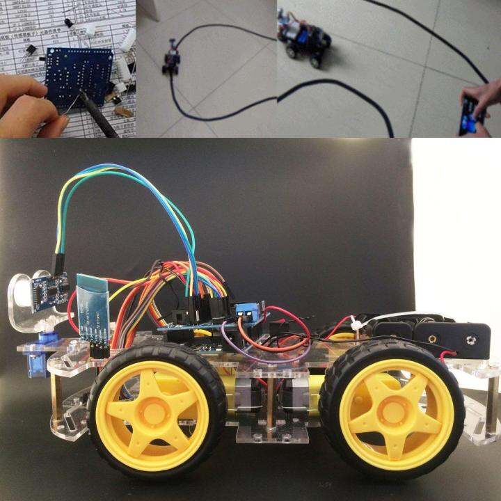 4WD Robot Car Kit UNO Bluetooth IR Obstacle Avoid Line Follow L298N for ...