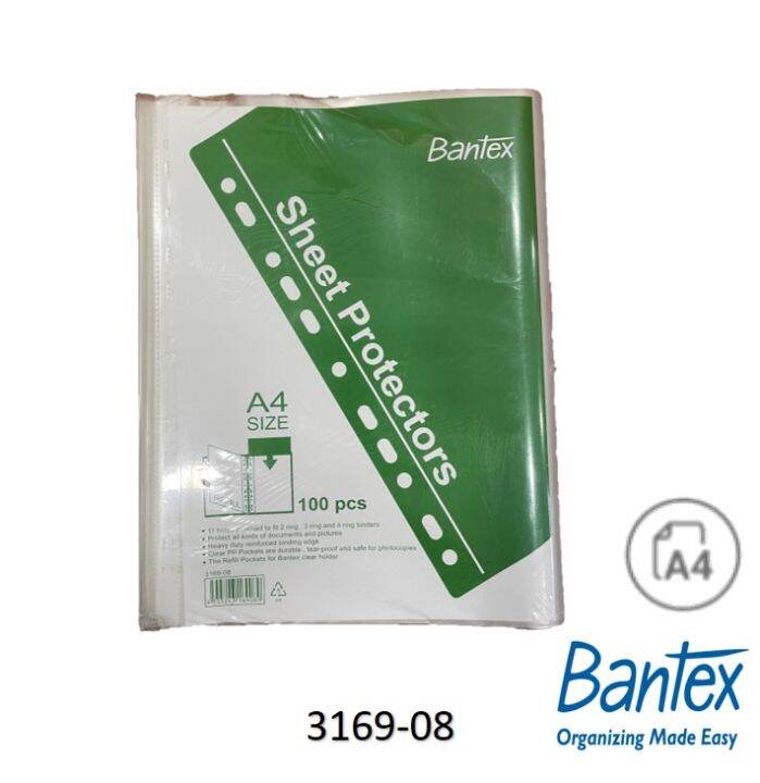 BANTEX 316908 0.1MM SHEET PROTECTOR 12 HOLE PACK OF 100 | Lazada