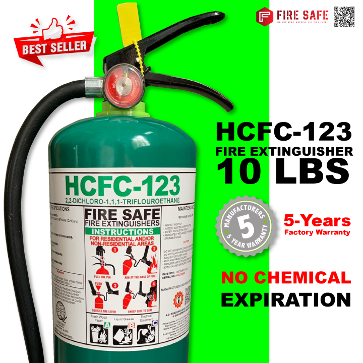 Fire Extinguisher, HCFC-123, ABC, 5-Years Warranty, No Chemical ...